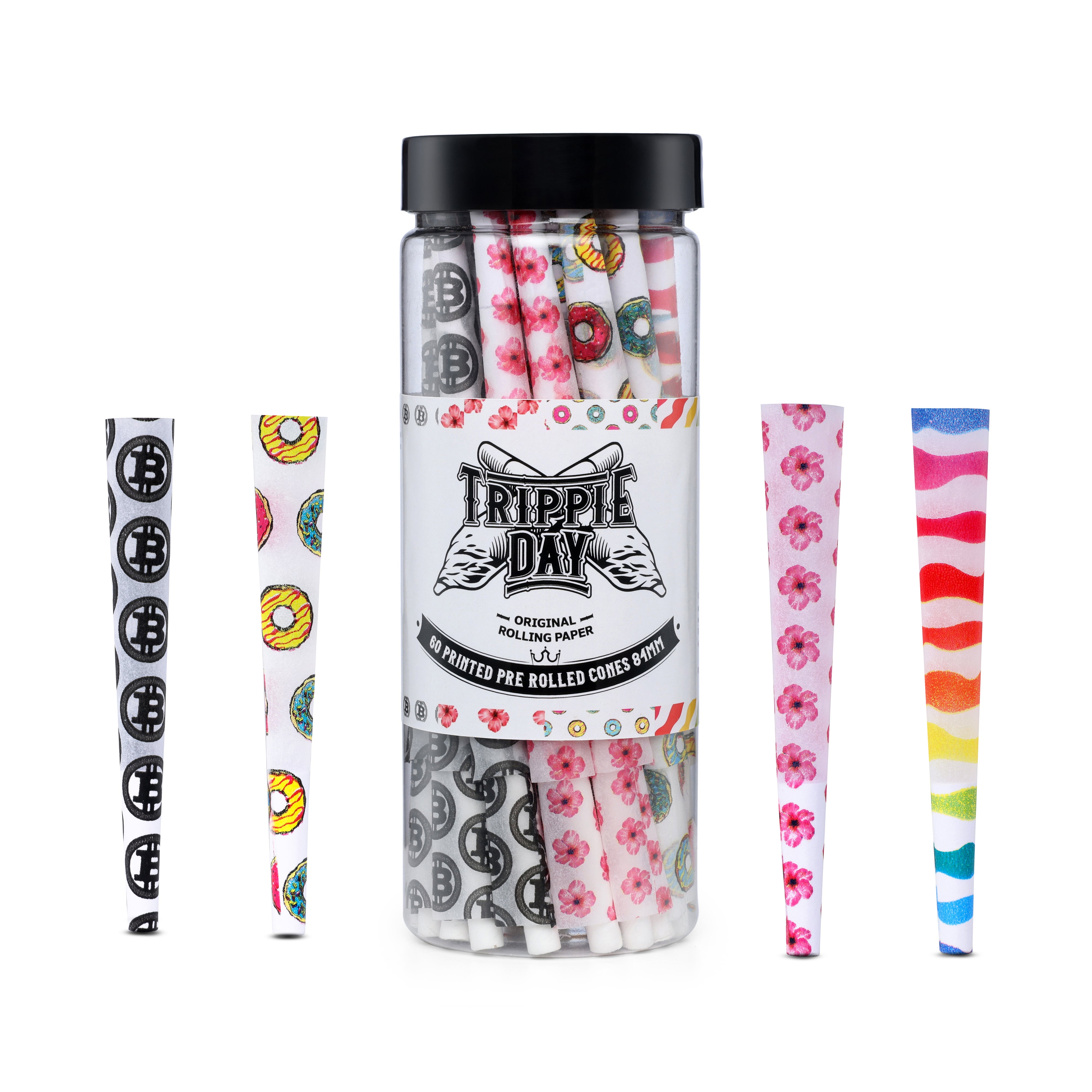 Printed Pre Rolled Cones - 84mm Size, Pack of 60 - Printed with safe ...
